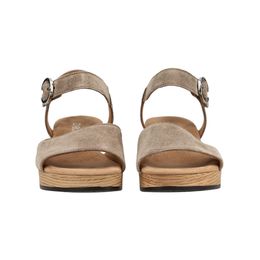 Gabor COMFORT Damen Riemchensandale "Gabor Comfort Sandalen Veloursleder", Gr. 38sesam, Veloursleder, Schuhe
