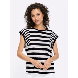 Heine Damen T-Shirt "Shirt", schwarz-wei&szlig;, Gr. 40, gemustert, mehrfarbig, 100% Baumwolle, Shirts