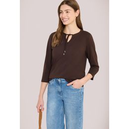 Cecil Damen 3/4-Arm-Shirtmacchiato braun, Gr. XXL, unifarben, Web, 48% Baumwolle, 48% Modal, 4% Elasthan, Shirts, mit 3/4 &Auml;rmeln