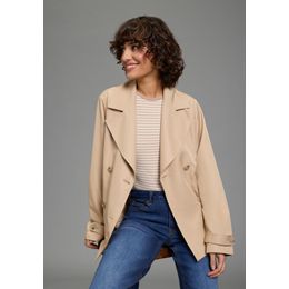 Laura Scott Damen Kurzjackebeige, Gr. 44, unifarben, Web, Obermaterial: 100% Polyester. Futter: 100% Polyester, Jacken, kurzer Trenchcoat,