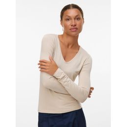 V&eacute;ro Moda VERO MODA Damen Langarmshirt "VMLAVA GLITTER LS V-NECK TOP STRIPE NOOS", gold, Gr. S, Glitzermuster, Jersey, Obermaterial: 82% Viskose, 8% Polyester,
