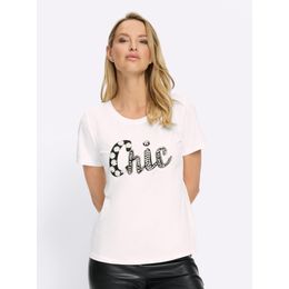 Heine Damen T-Shirt "T-Shirt", wei&szlig;, Gr. 44, gemustert, unifarben, 95% Baumwolle, 5% Elasthan, Shirts