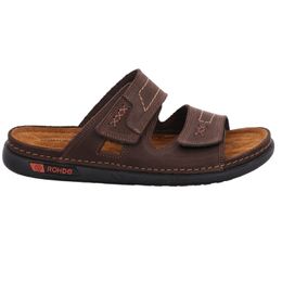 Rohde Herren Pantolette "CENTO", Gr. 40, braun, Leder, unifarben, Schuhe, Sommerschuh, Hausschuh mit zwei praktischen Klettverschl&uuml;ssen