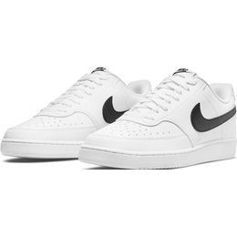 Nike Sportswear Herren Sneaker "Nike Court Vision Low Next Nature", Gr. 41, schwarz-wei&szlig;, Leder, Synthetik, Textil, Schuhe, inspiriert vom Design des