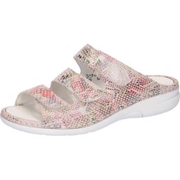 Waldl&auml;ufer Pantolette WALDL&Auml;UFER "GUNNA", Damen, Gr. 6,5, rosa multicolor, Veloursleder, mehrfarbig, Schuhe Pantolette, Klettschuh, Sommerschuh, Komfortschuh in Bequemweite G (= weit)