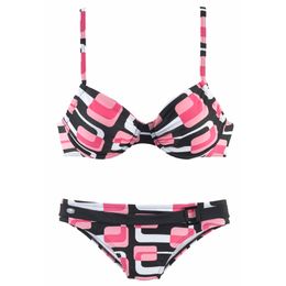 Kangaroos Damen B&uuml;gel-Bikini, schwarz, Gr. 36, bedruckt, gemustert, Polyamid, Bikini-Sets, im Retro-Design