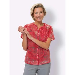 Classic Basics Damen Kurzarmbluse, rot, Gr. 48, unifarben, 100% Polyester, Blusen