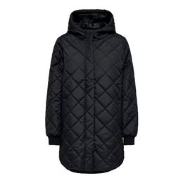 Only Damen Steppmantel "ONLJULIET QUILTED HOOD ZIP COAT OTW NOOS"schwarz, Gr. S, unifarben, Steppware, Obermaterial: 100% Polyester, M&auml;ntel,