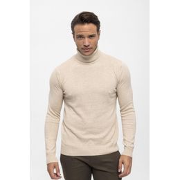 Rollkragenpullover FELIX HARDY "Rollkragenpullover", Herren, Gr. L, beige, 100% Baumwolle, Pullover Rollkragenpullover
