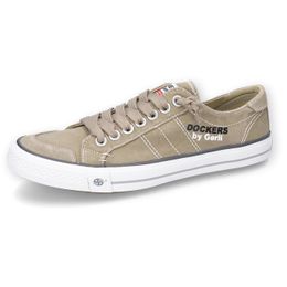 Herren Slip-On Sneaker, Dockers by Gerli, Gr. 42, beige, Textil, Veloursleder, washed, Schuhe, Freizeitschuh, Retro Sneaker, Fake Schn&uuml;rung, in