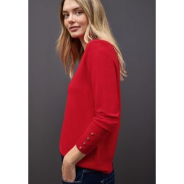 Street One Damen Strickpullover, rot, Gr. 44, unifarben, Feinstrick, 75% Viskose, 25% Nylon, Pullover, aus softem Materialmix