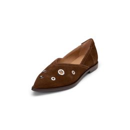 Marc O'Polo MARC O'POLO Damen Ballerina "mit modernen Metall&ouml;sen", Gr. 41, braun, Obermaterial: 100% Leder, unifarben, Schuhe