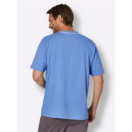 w&auml;schepur W&Auml;SCHEPUR Herren Schlafanzug, Gr. 44, blau, 100% Baumwolle, Homewear-Sets