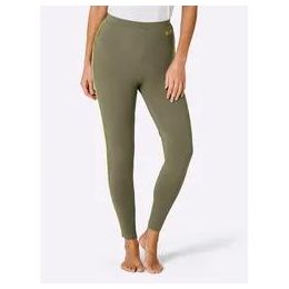 Leggings feel good, Damen, Gr. 44/46, Normalgr&ouml;&szlig;en, gr&uuml;n (khaki), 95% Baumwolle, 5% Elasthan, gemustert, mehrfarbig, unifarben, Hosen Leggings