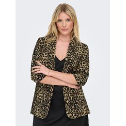 Only Damen Kurzblazer "ONLELLY 3/4 LIFE BLAZER AOP TLR", braun, Gr. 38, bedruckt, Obermaterial: 95% Polyester, 5% Elasthan, Blazer