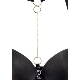 Lascana Damen Push-up-BH, Gr. 75, schwarz, Spitze, Obermaterial: 60% Polyamid, 35% Polyester, 5% Elasthan, BHs, mit extravagantem R&uuml;cken aus Spitze