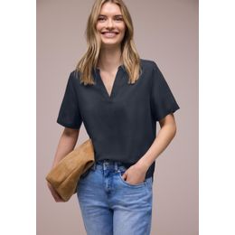 Street One Damen Schlupfbluseshadowed navy, Gr. 34, Web, Obermaterial: 100% Viskose, Blusen, Leicht abgerundeter Saum, &Auml;rmelaufschlag
