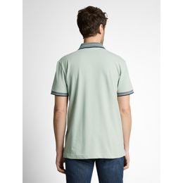 Tom Tailor Herren Poloshirt, gr&uuml;n, Gr. M, kontrastfarbene Details, unifarben, Single Jersey, Obermaterial: 95% Baumwolle, 5% Elasthan, Shirts, mit