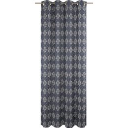 Vorhang Adam, B:145cm H:245cm, blau, Jacquard, Baumwolle (Bio-Baumwolle), Wohnzimmer, Gardinen, "Romantic Puligny", aus 100% Bio-Baumwolle
