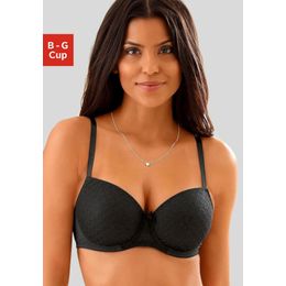 Lascana Damen Schalen-BH "B&uuml;gel-BH, Dirndl-BH", Gr. 100, schwarz, Microtouch, Obermaterial: 86% Polyamid, 14% Elasthan, BHs, mit graphischer Spitze,