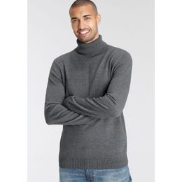 AJC Herren Rollkragenpullover, grau, Basic, Gr. XL, unifarben, Feinstrick, Obermaterial: 50% Baumwolle, 50% Polyacryl, Pullover, mit Rollkragen aus