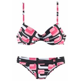 Kangaroos Damen B&uuml;gel-Bikini, schwarz, Gr. 38, bedruckt, gemustert, Polyamid, Bikini-Sets, im Retro-Design