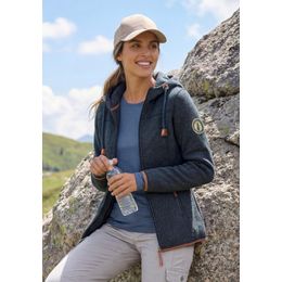 active by Lascana LASCANA ACTIVE Damen Fleecejacke, blau, Gr. 44, gemustert, Fleece, Obermaterial: 100% Polyester, Jacken, Trekkingjacke mit Kapuze