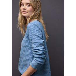 Street One Damen Langarmshirt, blau, Gr. 40, unifarben, Stoff, 50% Polyester, 47% Viskose, 3% Elasthan, Shirts, soft und weich