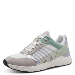 Tamaris Damen Keilsneaker, Gr. 40, grau, Leder, Lederimitat, Textil, kontrastfarbene Details, Schuhe, Freizeitschuh, Halbschuh, Schn&uuml;rschuh mit