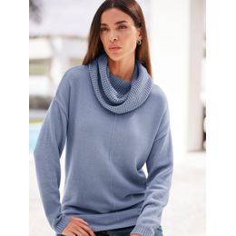 Heine Damen Longpullover "Longpullover", blau, Gr. 36, unifarben, 50% Baumwolle, 50% Polyacryl, Pullover
