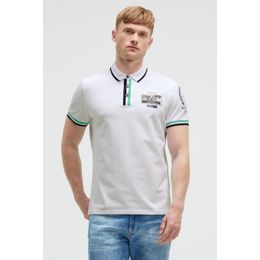 CAMP DAVID Herren Poloshirtwei&szlig;, Gr. L, bedruckt, bestickt, Piqu&eacute;, Material: 95% Baumwolle, 5% Elasthan, Shirts, mit Kontrastn&auml;hten