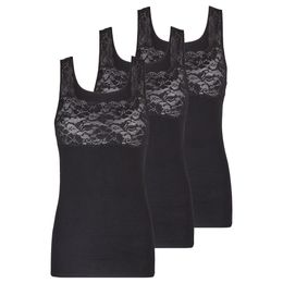 Nina von C. Damen Achselhemd "3er Pack Damen Achselhemd Fine Cotton", Gr. 40, schwarz, Obermaterial: 100% Baumwolle CO., Unterhemden