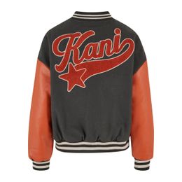 Karl Kani Damen Collegejacke "Karl Kani Karl Kani Retro Patch Star Logo OS College Jacket", grau, Gr. XXS, mehrfarbig, 100% Polyurethan, Jacken