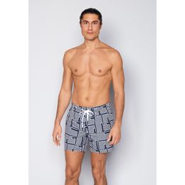JOOP! JOOP Herren Badeshorts "Deco Logo", schwarz-wei&szlig;, Gr. L, Web, Obermaterial: 100% Polyester, Badehosen, mit gro&szlig;em Allover-Wording und seitlichen