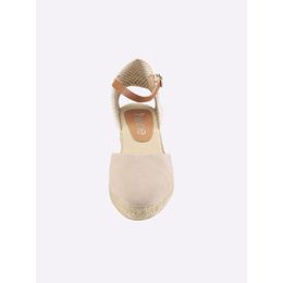 Heine Damen Keilsandalette, Gr. 40, beige, Leder, Rindsleder, Schuhe