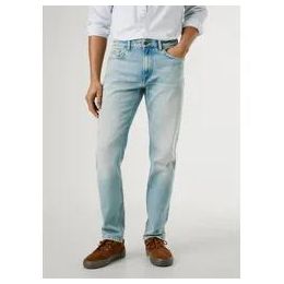 Tapered-fit-Jeans Pepe Jeans "STANLEY", Damen, Gr. 34, L&auml;nge 32, dirty bleached, Denim/Jeans, Obermaterial: 99% Baumwolle, 1% Elasthan, gerade, unten schmal, Jeans, Ziern&auml;hte an den Ges&auml;&szlig;taschen