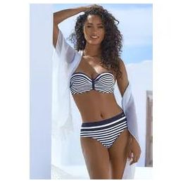 B&uuml;gel-Bandeau-Bikini-Top Lascana "Myst", Damen, Gr. 44, Cup C, blau (marine, wei&szlig;), Recycling-Polyamid, gestreift, Bikini-Oberteile, mit platziertem Streifen-Design