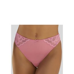 Lascana Damen Tanga "Evita", Gr. 44, pink, Obermaterial: 90% Polyamid, 10% Elasthan, Unterhosen, mit Cutout hinten
