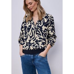 Street One Damen Langarmbluseshadowed navy, Gr. 38, unifarben, Stoff, 100% Viskose, Blusen, mit Elastikbund