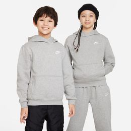 Nike Sportswear Jungen Kapuzensweatshirt "K NSW CLUB FLC HDY LBR", grau, Gr. S, unifarben, angeraute Sweatware, Obermaterial: 80% Baumwolle, 20%