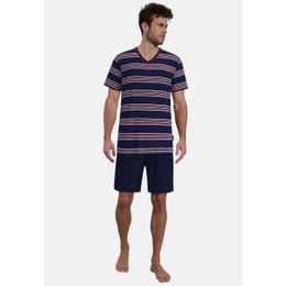G&ouml;tzburg G&Ouml;TZBURG Herren Shorty "Glasgow", Gr. 50blau, dunkel, ringel, Single Jersey, Obermaterial: 60% Baumwolle, 40% Polyester, Homewear-Sets, gestreift,
