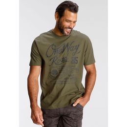 MAN'S WORLD MAN'S WORLD Herren T-Shirt, gr&uuml;n, Gr. S, bedruckt, Single Jersey, Obermaterial: 100% Baumwolle, Shirts, Kurzarm, Regular Fit, mit Print, Rundhals, im