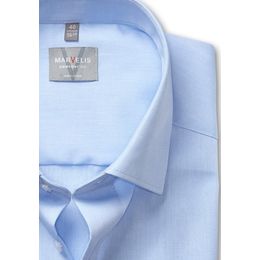 MARVELIS Herren Langarmhemd, blau, Gr. 54, unifarben, Web, Obermaterial: 100% Baumwolle, Hemden, Businesshemd, comfort fit, New-Kentkragen