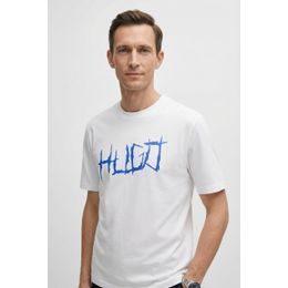 Hugo Herren T-Shirt, wei&szlig;, Gr. XL, unifarben, Single Jersey, Obermaterial: 100% Baumwolle, Shirts, Rundhalsausschnitt, Regular Fit, Logodruck