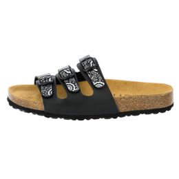 Lico Damen Pantolette "Pantolette Bioline Flower", Gr. 40, schwarz, Synthetik, Schuhe