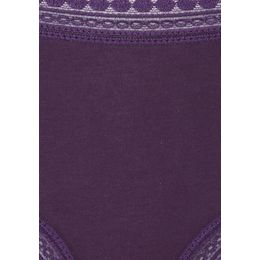 Lascana Damen Panty, Gr. 36, lila, Jersey, Obermaterial: 95% Baumwolle, 5% Elasthan. Spitze: 90% Polyamid, 10% Elasthan, unifarben, Unterhosen, aus