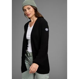 Kangaroos Damen Strickjacke, schwarz, Gr. 52, kontrastfarbene Details, unifarben, Strick, Obermaterial: 100% Polyacryl, Strickjacken, aus kuscheligem