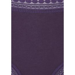 Lascana Damen Panty, Gr. 32, lila, Jersey, Obermaterial: 95% Baumwolle, 5% Elasthan. Spitze: 90% Polyamid, 10% Elasthan, unifarben, Unterhosen, aus
