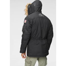 Herren Parka "POLAR JACKET", schwarz, Gr. S, Alpha Industries, unifarben, Web, Obermaterial: 53% Nylon, 47% Polyester. Beschichtung: 100% Polyester.