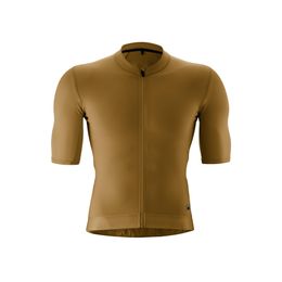 Radtrikot Gonso "Road Jersey M", Herren, Gr. L, hellbraun, 84% Polyester, 16% Elasthan, Rundhals, Trikots, Herren Fahrradtrikot kurzarm, Full-Zip Trikot, R&uuml;ckentasche, Slim Fit